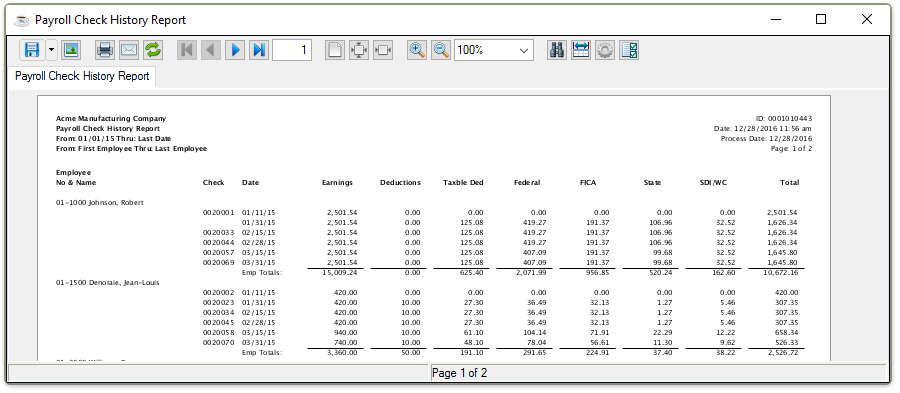 PR - Check History Report