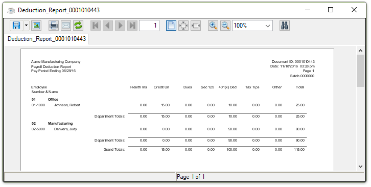 PR - Deduction Report