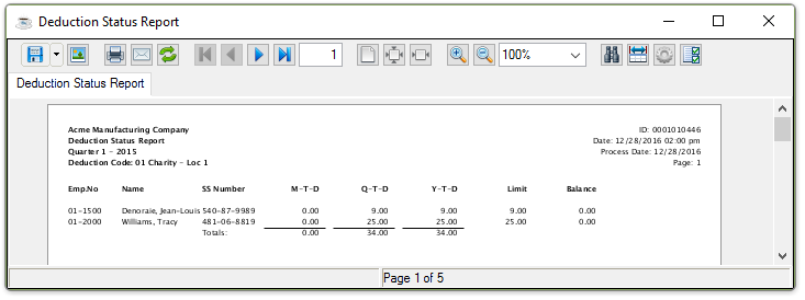 PR - Deduction Status Report