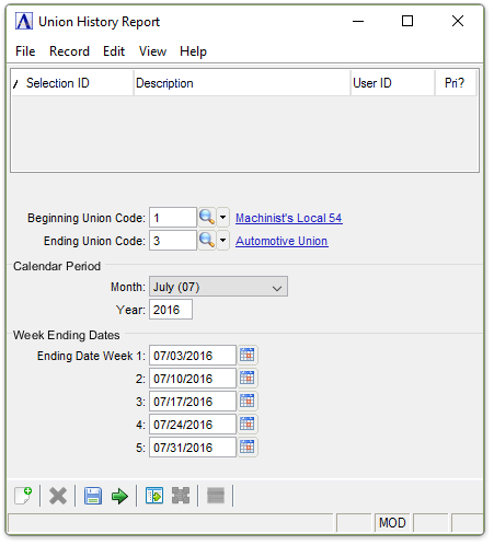 PR - Union History Report