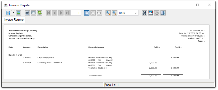 AP - Invoice Register