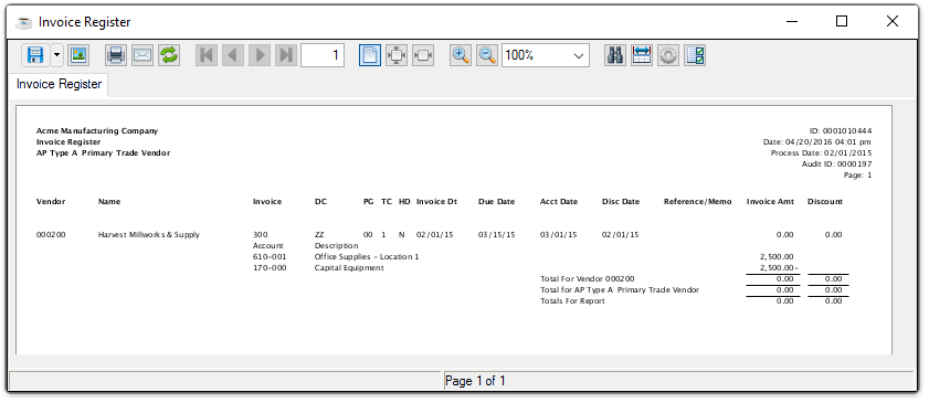 AP - Invoice Register
