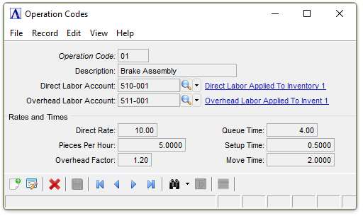 BOM - Operation Codes