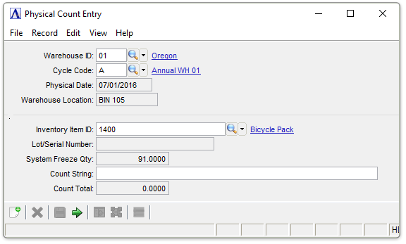 Physical Count Entry