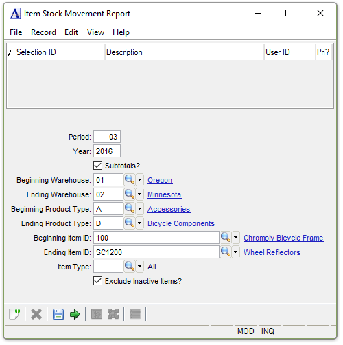 IV - Stock Movement Report