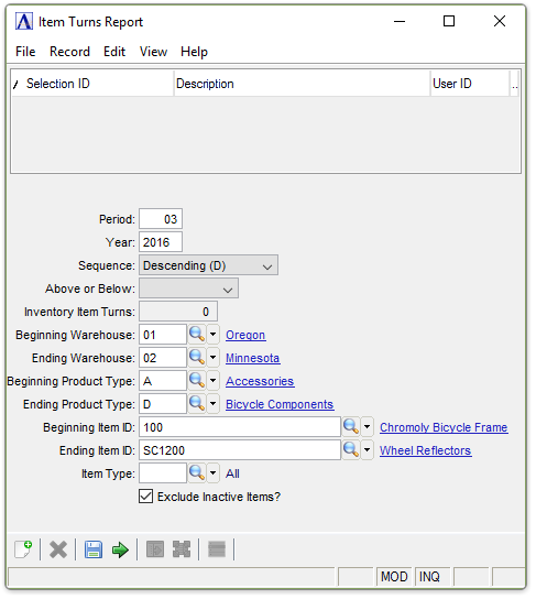 IV - Inventory Turns Report