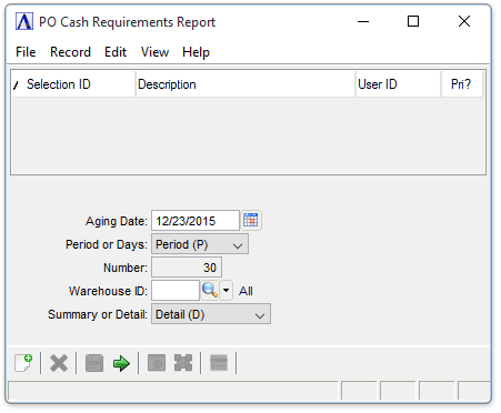 PO - PO Cash Requirements Report