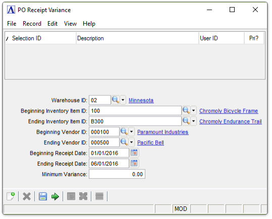 PO - PO Receipt Variance