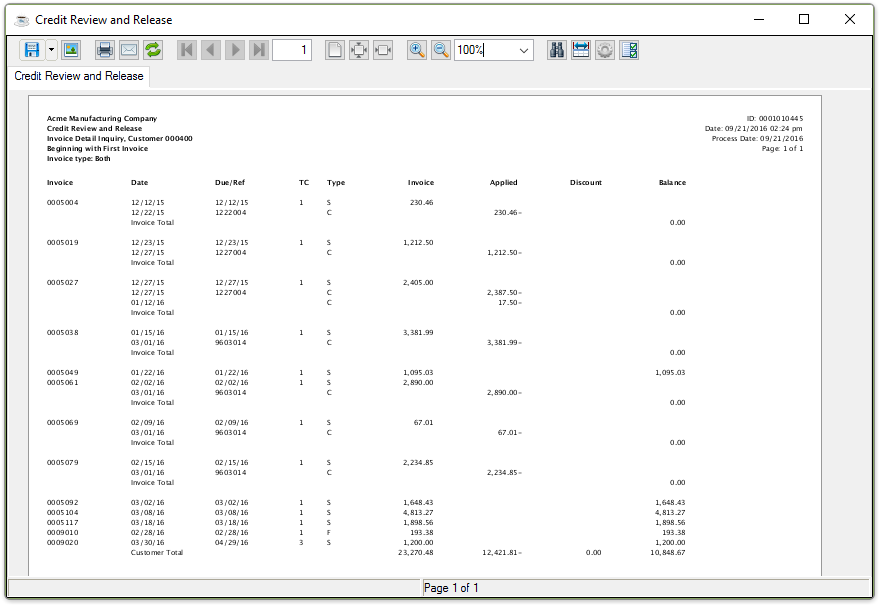 OP - Credit Review and Release